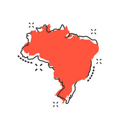 Cartoon brazil map icon in comic style brazil Vector Image