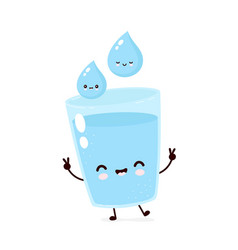 Cute smiling happy water drop with light bulb Vector Image