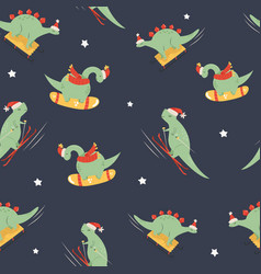 Bright seamless pattern with cute dinosaurs Vector Image