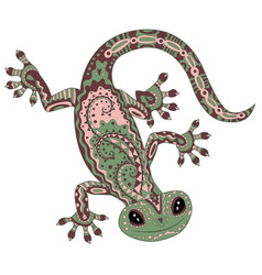 Coloring page with gecko in zentangle style Vector Image