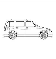 Compact small car in outline Royalty Free Vector Image