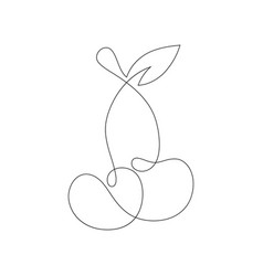 Cherry continuous line drawing element isolated on