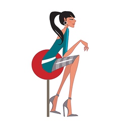 Side view of woman sitting Royalty Free Vector Image