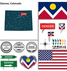 Simple city map of denver colorado usa Royalty Free Vector