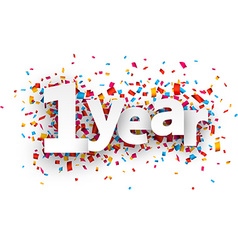One year paper confetti sign Royalty Free Vector Image