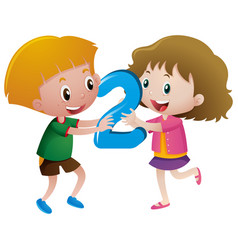 Boy and girl solving math problem Royalty Free Vector Image