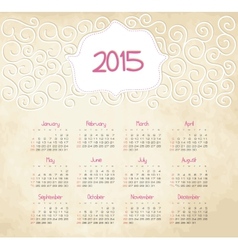 Calendar 2015 year with decorative pattern Vector Image
