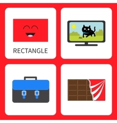 Learning rectangle form shape smiling face cute Vector Image