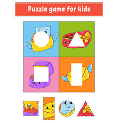 Puzzle game for kids cutting practice fruits and Vector Image