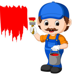 Funny carpenter cartoon Royalty Free Vector Image