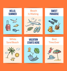 Bright hello summer lettering with sun and sea Vector Image