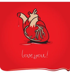 Detailed drawing of a human heart in retro style Vector Image