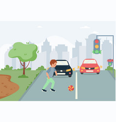 Children road safety composition Royalty Free Vector Image
