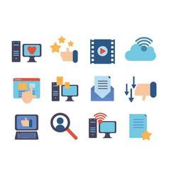 Set line icons of data analytics Royalty Free Vector Image