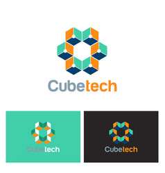 Digital box cube tech pixel shattered logo Vector Image