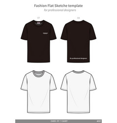 Over fit tee shirt fashion flat technical drawing Vector Image