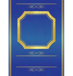 Blue card with golden frame Royalty Free Vector Image