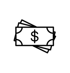 Line cash dollar money icon on white background Vector Image