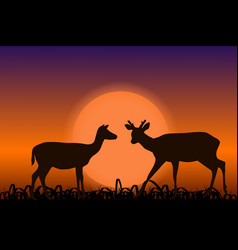 Deer sunset Royalty Free Vector Image - VectorStock