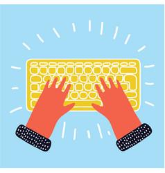 Cartoon office worker typing on computer Vector Image