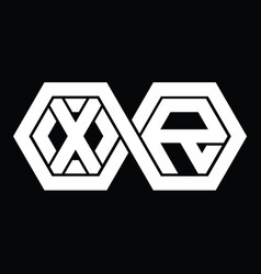 Xr logo monogram hexagon slice design template Vector Image