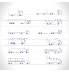 Different types of trucks and lorries icons Vector Image