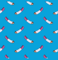 Cigarette bud seamless pattern on a blue Vector Image