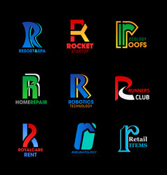 Letter r burning flame logo design template Vector Image