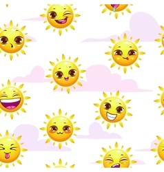 Cute sun and clouds seamless pattern Royalty Free Vector
