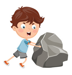 Cartoon cat pushing a box Royalty Free Vector Image