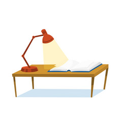 A table for learning and reading opened book and Vector Image