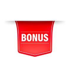 Bonus realistic red ribbon product advertising Vector Image