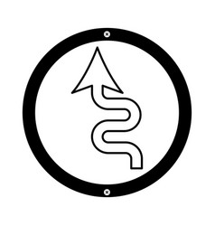 Curved road arrow traffic signal icon Royalty Free Vector