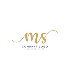 Ms initial handwriting logo design Royalty Free Vector Image