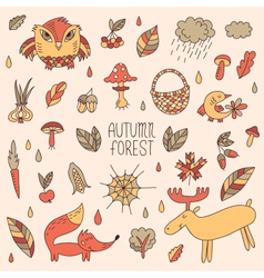 Autumn forest set Royalty Free Vector Image - VectorStock