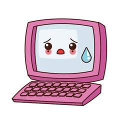 Kawaii computer cute image Royalty Free Vector Image