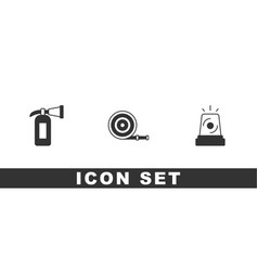 Set flasher siren fire hose reel extinguisher Vector Image