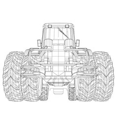 Wire-frame tractor isolated on white background Vector Image