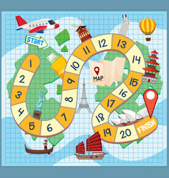 Board game with travel template Royalty Free Vector Image
