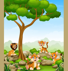 Cartoon animals in the jungle Royalty Free Vector Image