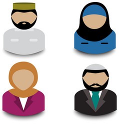 Set of muslim islamic people faces avatars Vector Image