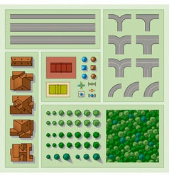 Set of different road sections with a circular Vector Image