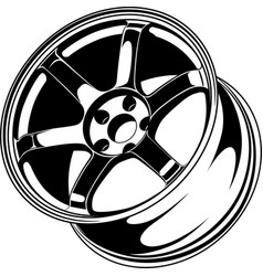 Car wheels rims line art silhouette Royalty Free Vector