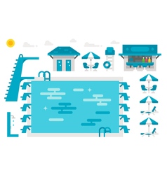 Swimming pools and backyard design elements set Vector Image