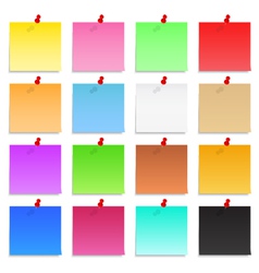 Color sticky notes attached metallic clips Vector Image