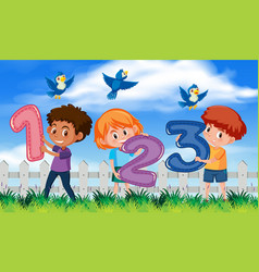 Children learning with calculator Royalty Free Vector Image
