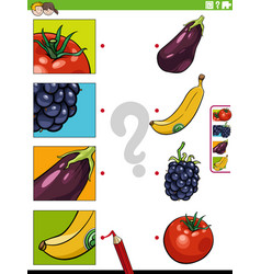 Match cartoon food objects and clippings Vector Image