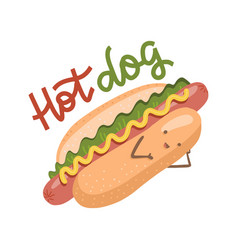 Funny hot-dog on beach Royalty Free Vector Image