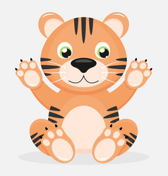 Cartoon tiger with cloud on a white background Vector Image