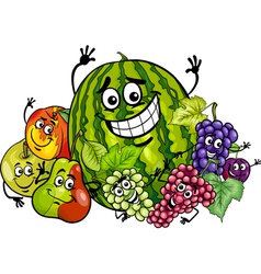 Fruits and vegetables group cartoon Royalty Free Vector
